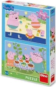 DINO Puzzle Prasátko Peppa: Na dovolené / 2x48 dílků / od 5 let