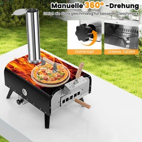 Costway Venkovní pec na pizzu z nerezové oceli s kamenem na pizzu a lopatkou