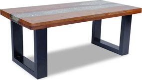 Konferenční stolek, teak a pryskyřice 100x50 cm 243467