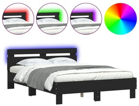 Rám postele s čelem a LED osvětlením černý 120 x 200 cm