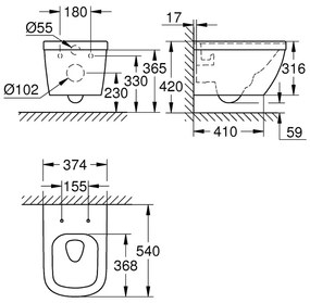 Grohe Euro Ceramic - Nástěnné WC s PureGuard, alpská bílá 3932800H