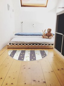 Koberec LIMA M044A krémový / fialový / zlatý půlkruh