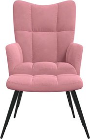 Relaxační křeslo se stoličkou růžové samet 328088