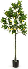 Costway Umělý citroník 160 cm v realistickém vzhledu s květináčkem a umělou