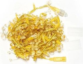 Eco Fix LED světelný řetěz, venkovní s krystalky, teple bílá s FLASH, 8 m, 80 diod, zlatý kabel, IP44, 24V
