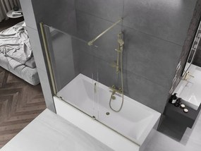 Mexen Velar, 2-křídlová posuvná vanová zástěna 180 x 150 cm, 8mm čiré sklo, zlatý lesklý profil, 896-180-000-01-50