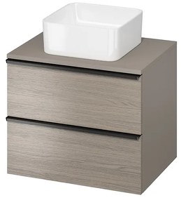 Cersanit - VIRGO závěsná skříňka pod umyvadlo s deskou 60cm, šedý dub-černá, S522-023
