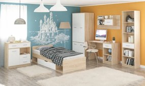 Casarredo - Komfort nábytek Dětská postel TIPS s úložným prostorem, dub sonoma/bílá mat