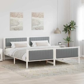 Rám postele s čelo Bílá a světle šedá 200 x 200 cm 3394302