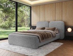Postel Ollival 160x200 s kovovým roštem a úložným prostorem, šedý velur