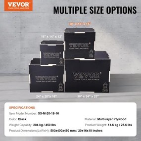3v1 Plyometrický Jump Box, 50,8 / 45,7 / 40,6 cm