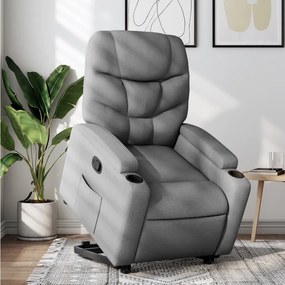 Zvedací polohovací křeslo světle šedé textil 3204596