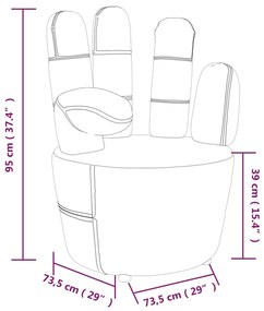 Křeslo ve tvaru ruky krémové samet,  335847