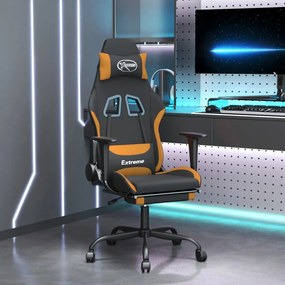 Masážní herní židle s podnožkou černá a oranžová textil - Default Title