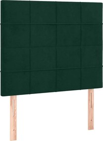 Box spring postel s matrací a LED tmavě zelená 120x200 cm samet 3136116