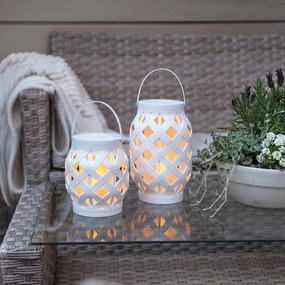 LED lucerna Flame Lantern, bílá, výška 16 cm