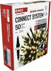Propojovací vánoční řetěz bez zdroje EMOS Connecting D1AW02 ZY1439 50LED 5m teplá bílá