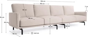 Béžová žinylková pohovka 334 cm Galene – Kave Home