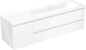 Mexen Orio, koupelnová skříňka 160 cm s pravým umyvadlem Vela, 2S, 1D, bílá lesklá, 91A13-16047-3-BBFFF00-W23P00