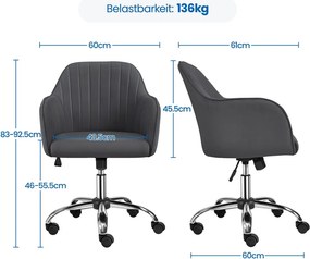 Kancelářská židle Yaheetech – tmavě šedá (255978485927)