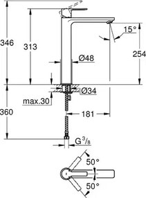 Grohe Lineare - Baterie pro umyvadlovou mísu supersteel