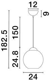 Nova Luce Závěsné svítidlo MIDORI, 24cm, E27 1x12W Barva: Růžové sklo