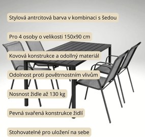 Vikio Zahradní set pro 4 osoby DK302S antracit/šedá