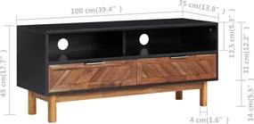 vidaXL Marketos TV stolek 100 x 35 x 45 cm masivní akáciové dřevo a MDF