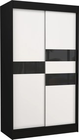 ADRK Furniture Skříň s posuvnými dveřmi a lacobelem BATIA 120 SW-BAT-B+W+BL-120+A507