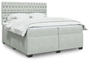 Box spring postel s matrací světle šedá 200x200 cm samet 3293308