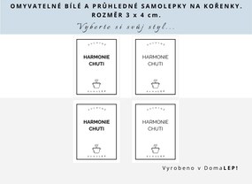 HARMONIE CHUTI - Samolepka na kořenky 3 x 4 cm - DomaLEP varianta: BÍLÁ - tučné písmo