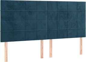 Box spring postel s matrací a LED tmavě modrá 160x200 cm samet 3136135