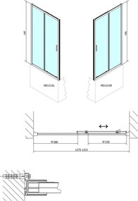 Polysan Deep sprchové dveře do niky 130 x 150 cm posuvné chrom čiré sklo MD1315