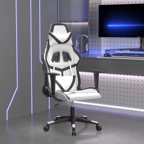 Herní židle bílá a černá umělá kůže 3143674