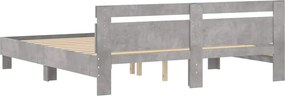 Rám postele s čelem betonově šedý 200 x 200 cm kompozitní dřevo 3207395