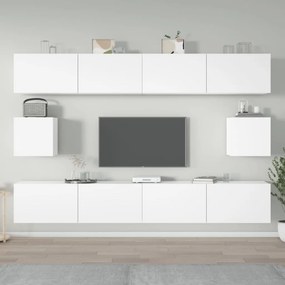 6dílný set TV skříněk bílý kompozitní dřevo 3114366