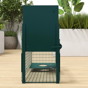 Outsunny Záchytná past na živé zvířata z oceli s 1 vchodem pro potkany a myši rozměr 80L x 25W x 30H cm tmavě zelená