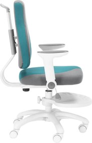 Dětská rostoucí židle Neoseat KINDER WHITE PLUS — látka, šedá / tyrkysová