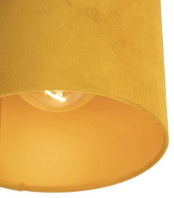 Stropní lampa s velurovým stínidlem okrová se zlatem 20 cm - černá Combi