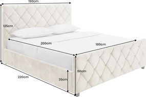 Designová postel LYSIA 180 x 200 cm krémová