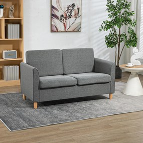 Dvoumístná pohovka HOMCOM útulná pohovka s odnímatelnými lněnými polštáři ve světle šedé barvě 141x65x78cm ideální do obývacího pokoje | Aosom.de