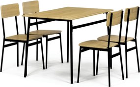 Set jídelní (1+4), MDF dekor divoký dub, černý kov (110 x 70) cm hnědá
