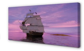 Obrazy na plátně Fialové nebe ship sea 100x50 cm