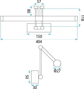 Toolight Toolight, LED nástěnné svítidlo 40cm, 9W, 4000K, 1000lm, APP1899-1W, zlatá matná, OSW-66054