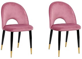 Sada 2 sametových jídelních židlí růžové MAGALIA Beliani
