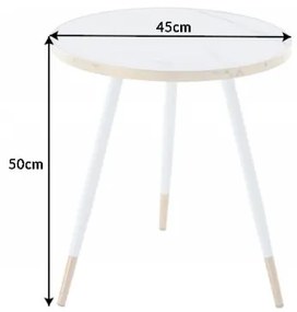 Konferenční stolek Paris 45cm bílý mramorový vzhled/ 41889