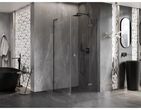Mexen Lunar, L výklopný sprchový kout pravý 80 x 80 cm, 8mm čiré sklo, grafitový profil, 834L-080-080-95-00-P