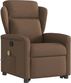Zvedací masážní polohovací křeslo hnědé textil 3303148