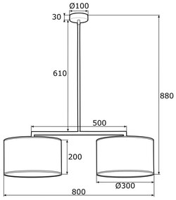 Argon 0898 - Lustr na tyči KARIN 2xE27/15W/230V mosaz/černá
