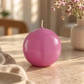 BUBBLES Svíčka kulatá lesklá 9 cm - růžová